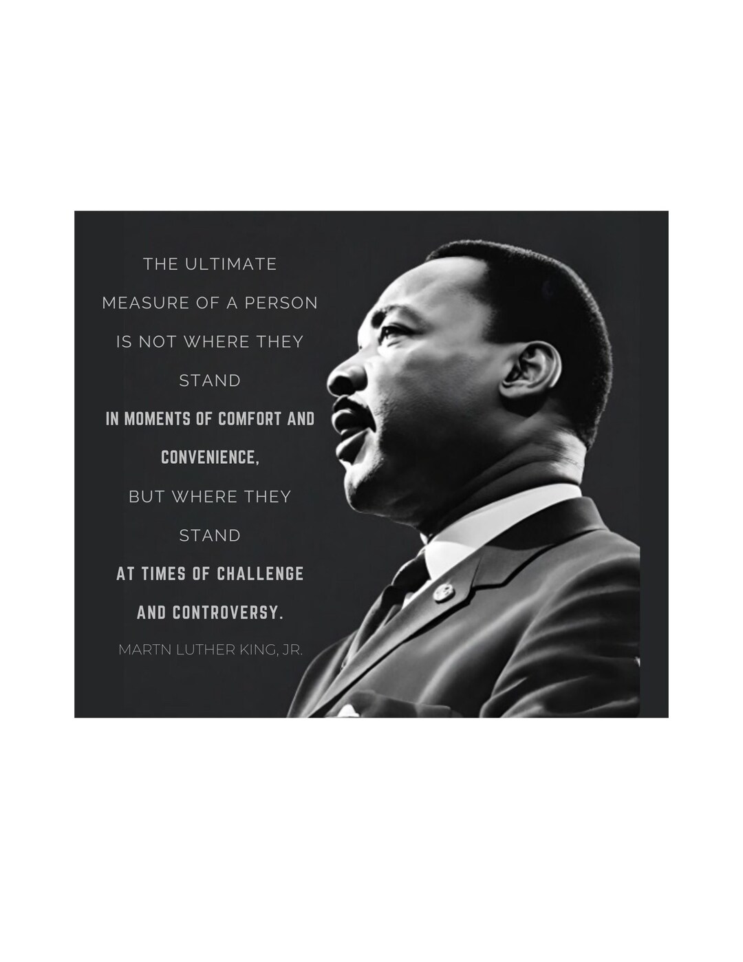 Martin Luther King Jr. Printable Wall Art | Black & White Inspirational ...