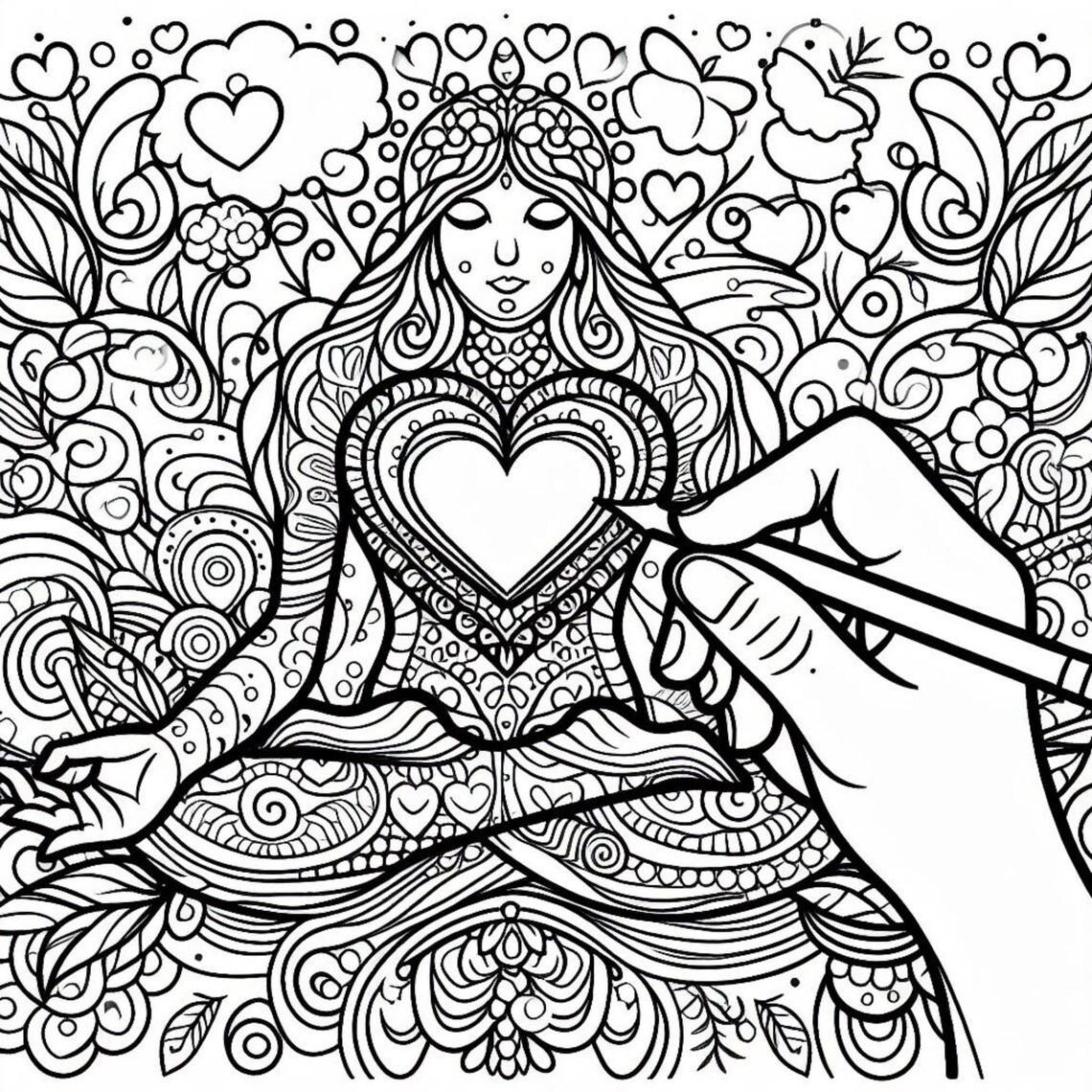 Valentine's Day Mindfulness Coloring Pages: Relaxing Designs for Stress ...