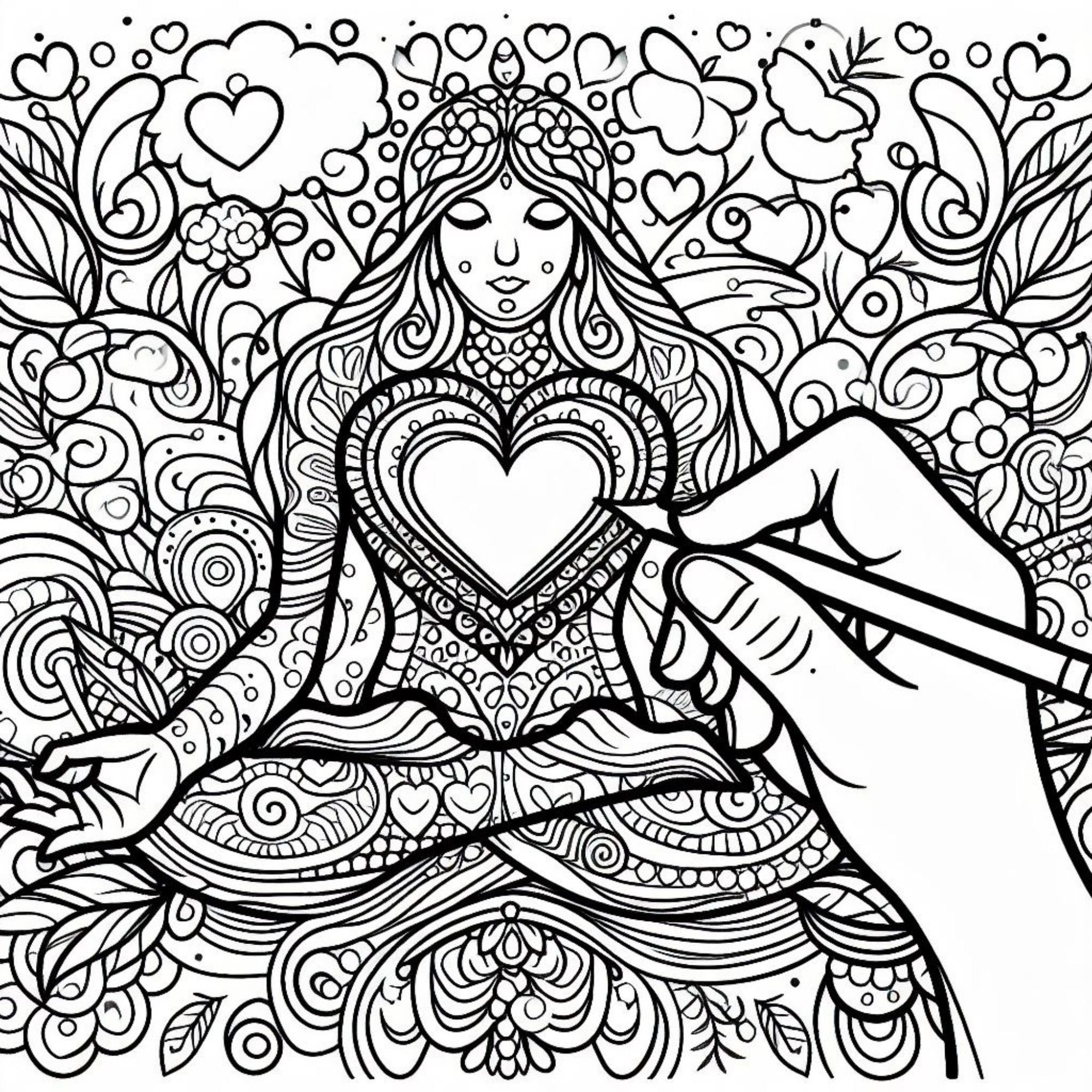 Valentine's Day Mindfulness Coloring Pages: Relaxing Designs for Stress ...