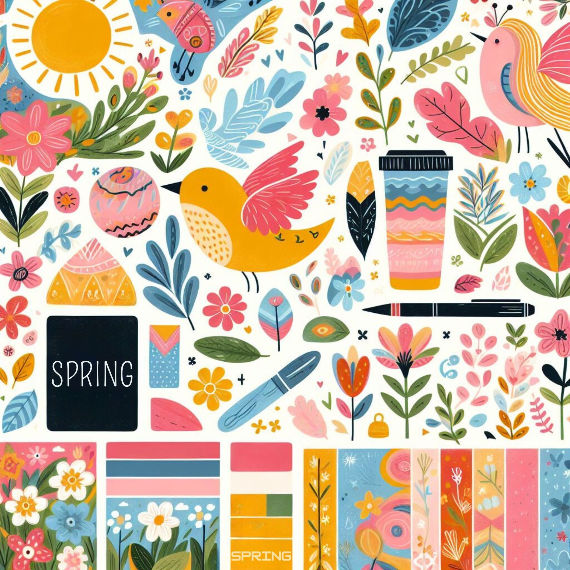 Spring Printable Paper for Scrapbooking or Printable Wall Art Pdfs - Etsy