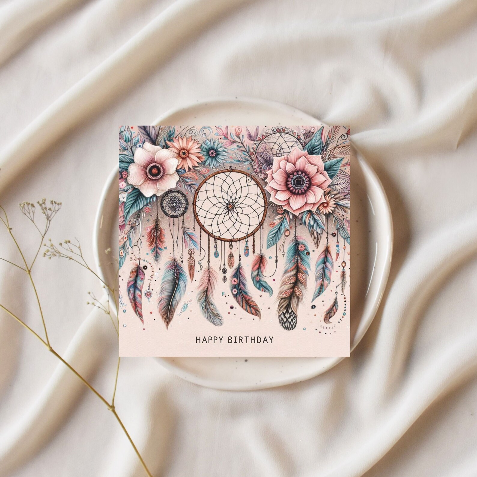 Printable Boho Birthday Card - Etsy