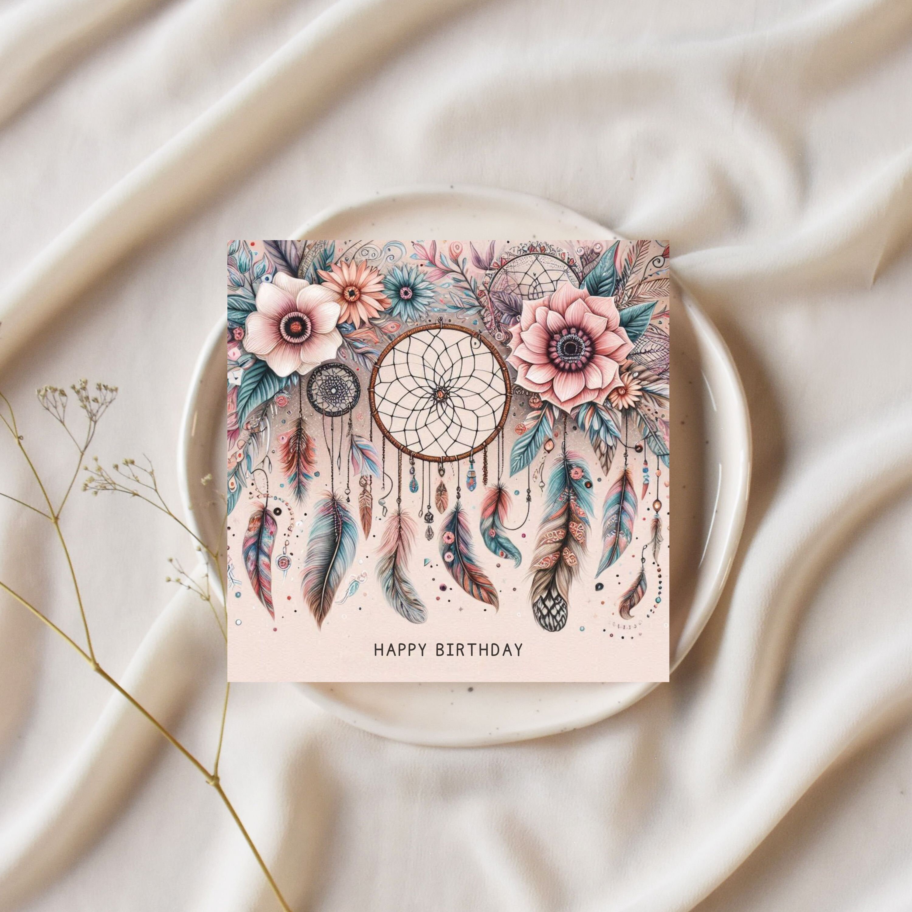 Printable Boho Birthday Card - Etsy