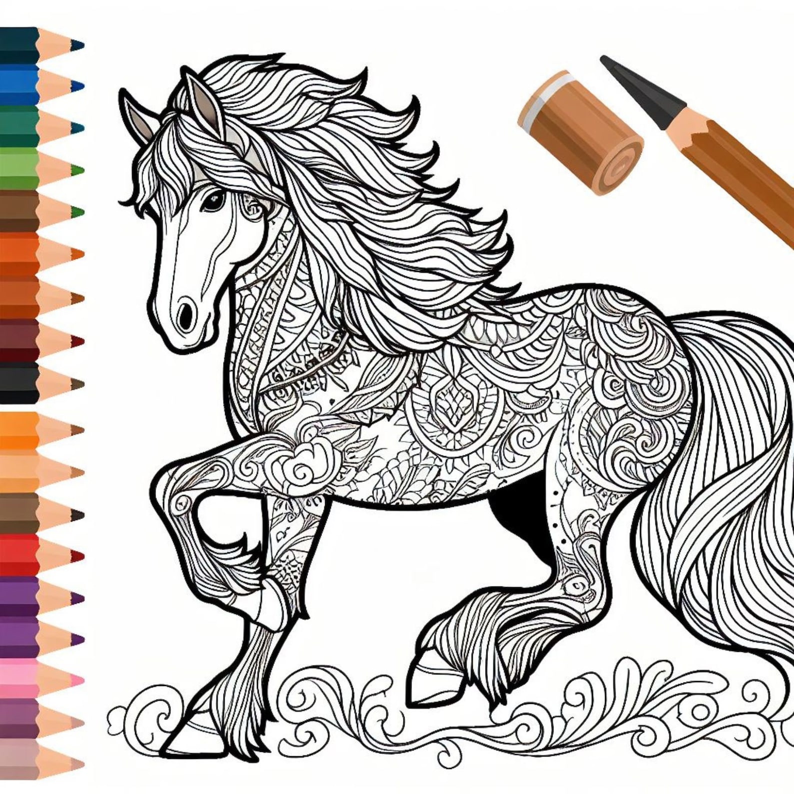 Printable Horse Coloring Pages PDF - Etsy Canada