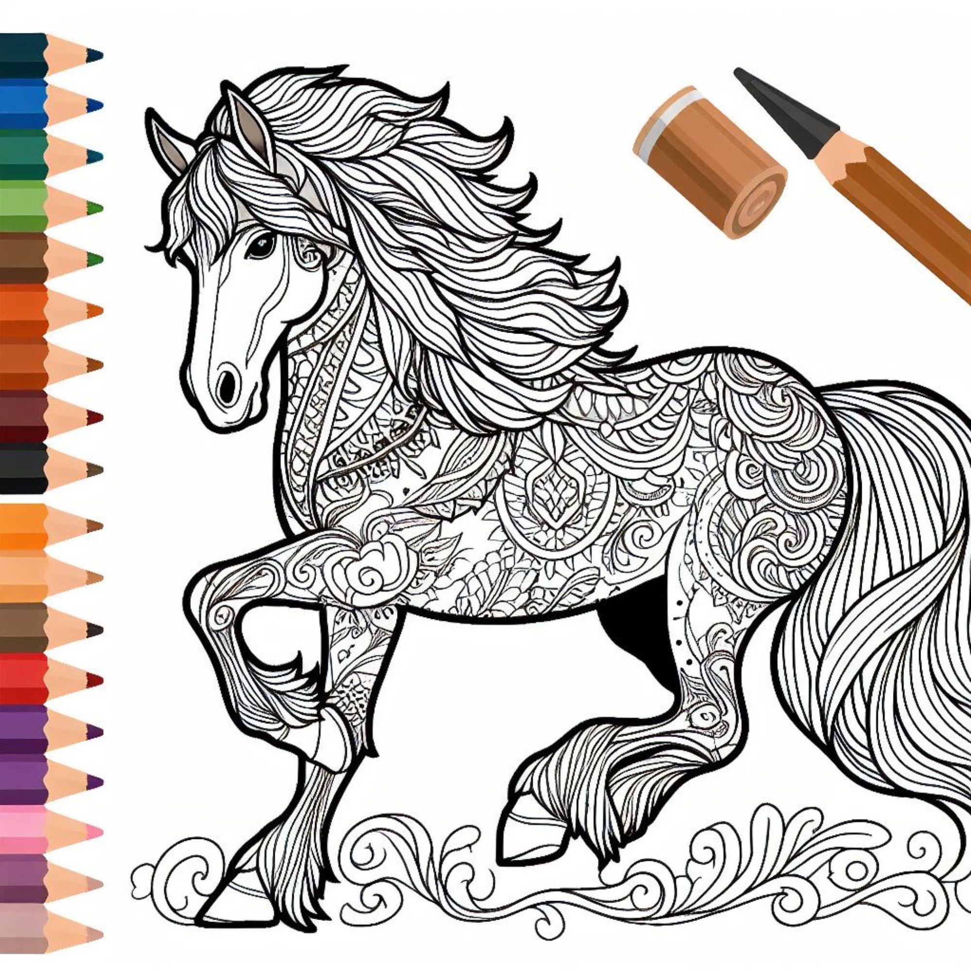Printable Horse Coloring Pages PDF - Etsy