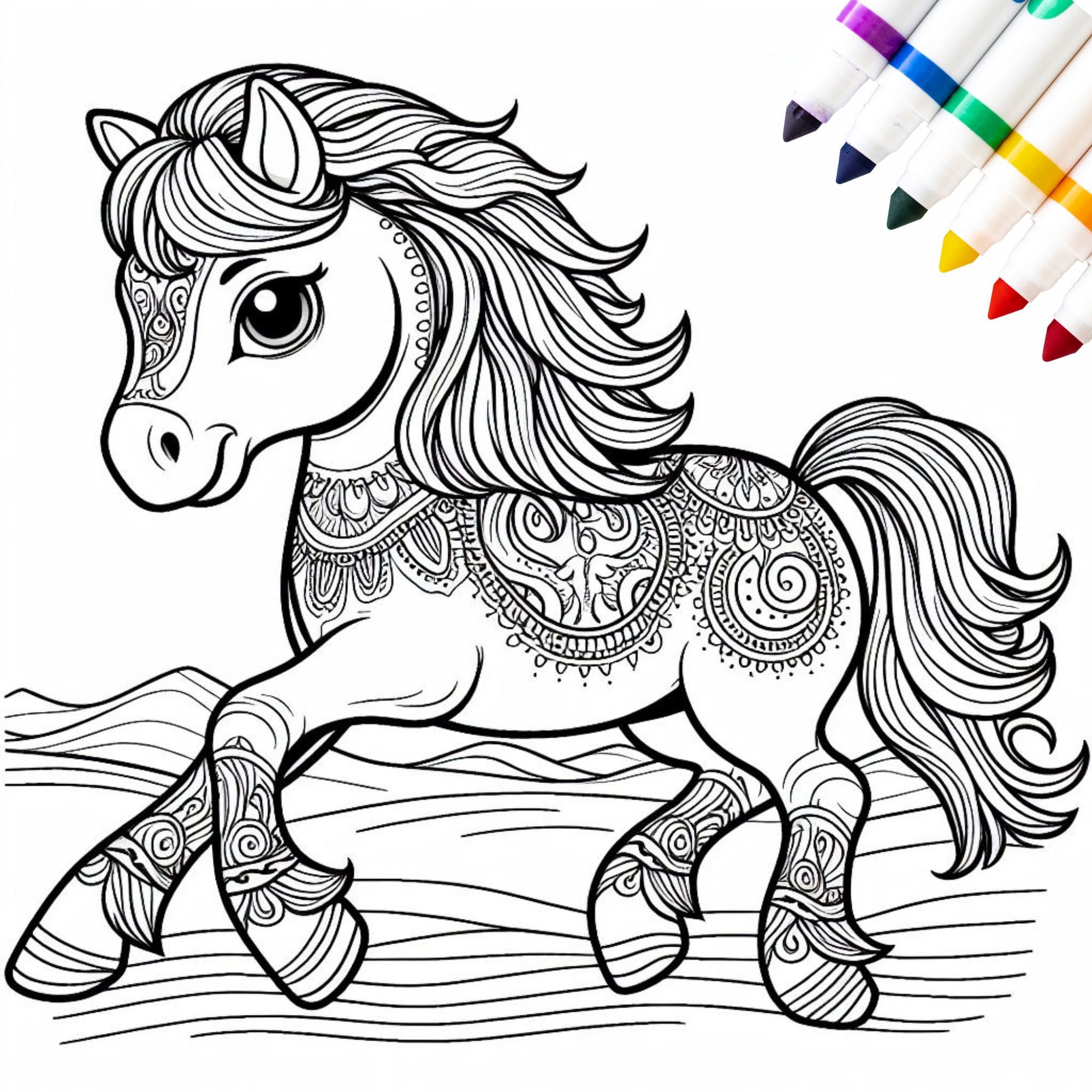 Printable Horse Coloring Pages PDF - Etsy