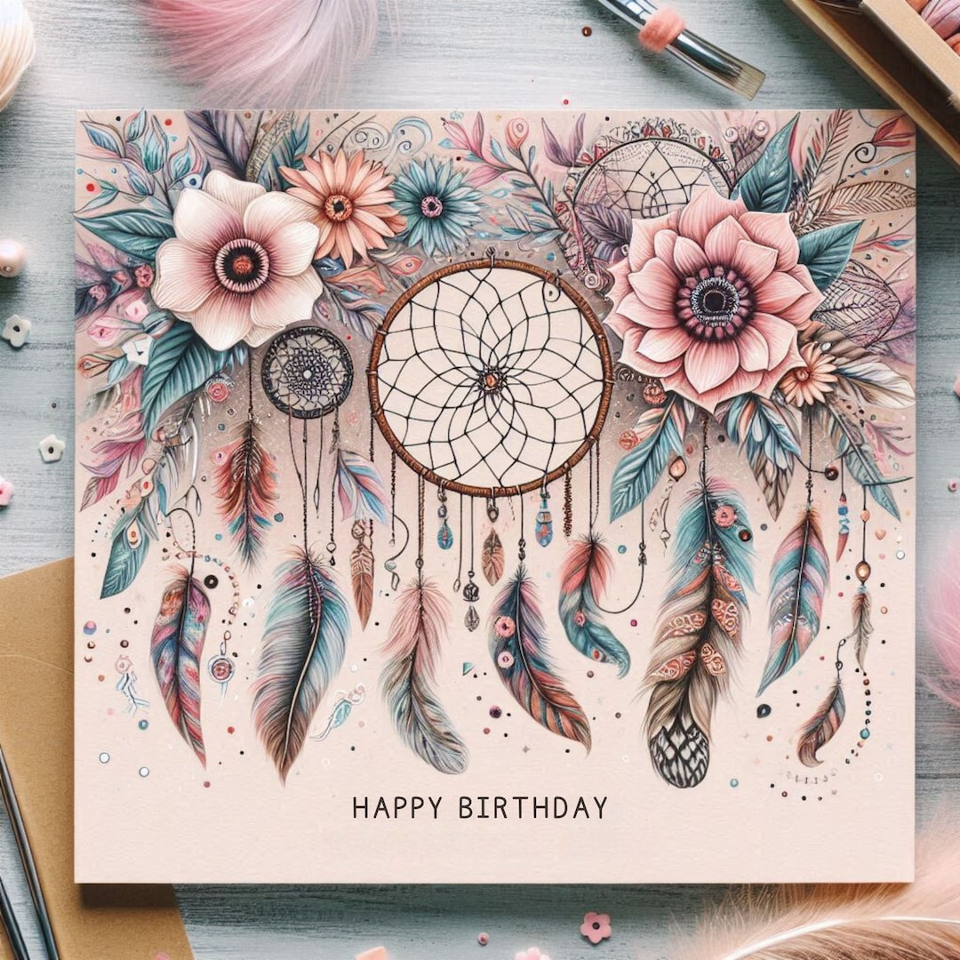 Printable Boho Birthday Card - Etsy