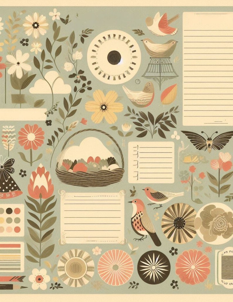 Vintage Spring Printable Paper for Wall Art or Scrapbooking - Etsy