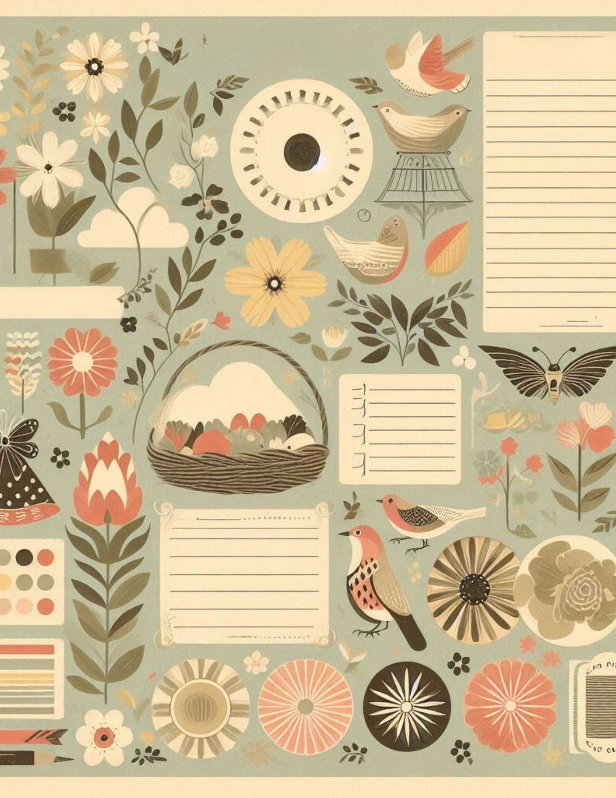 Vintage Spring Printable Paper for Wall Art or Scrapbooking - Etsy
