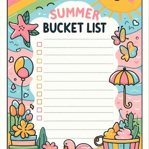 Summer Bucket List PDF Printable - Etsy