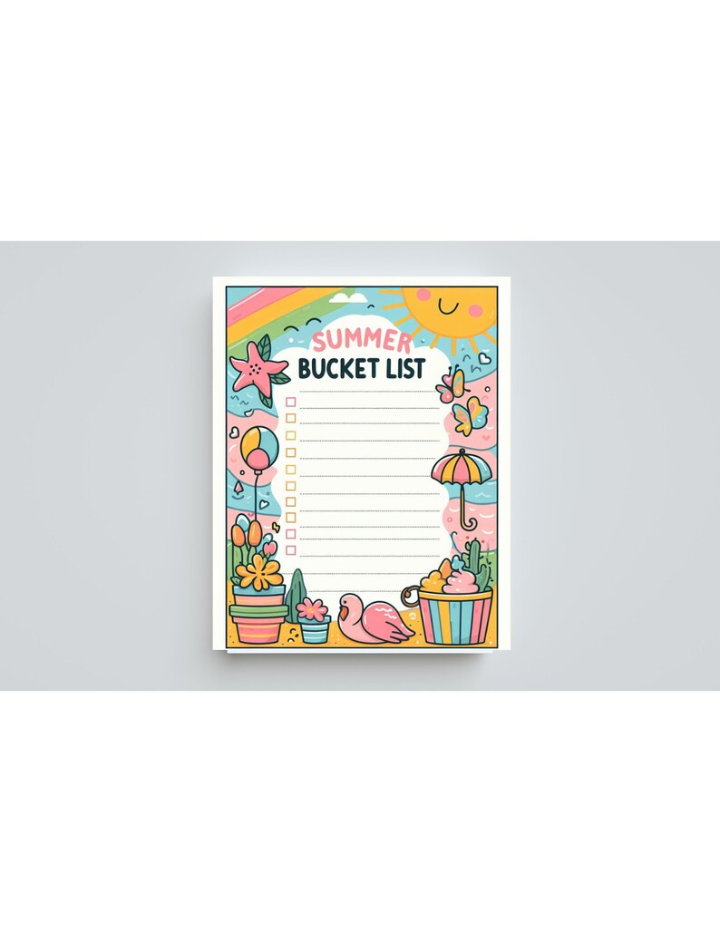 Summer Bucket List PDF Printable - Etsy
