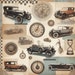 Vintage Classic Cars Scrapbook Paper - Neutral - Etsy