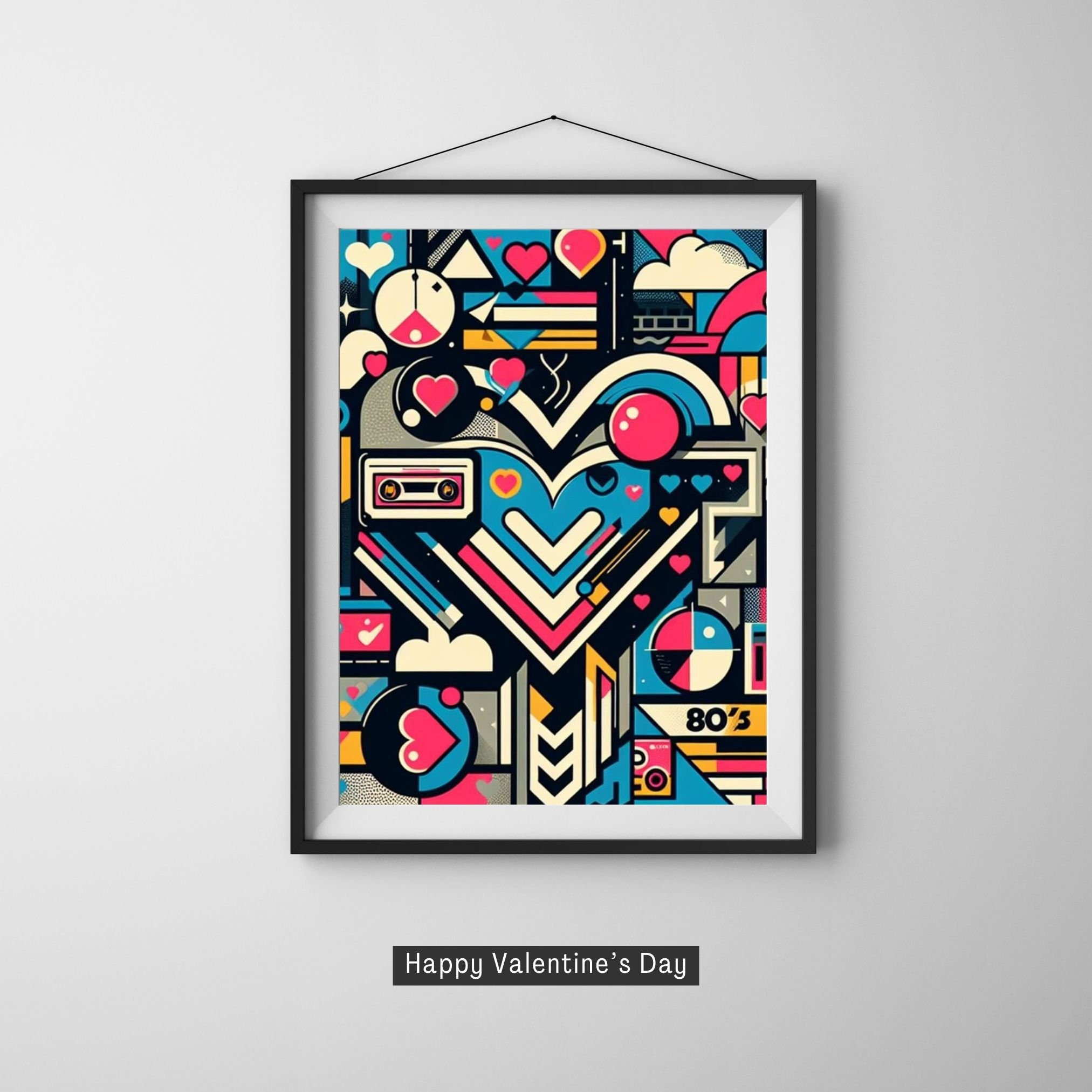 Retro Modern Fusion Heart Printable Wall Art Set - Bold Typography ...