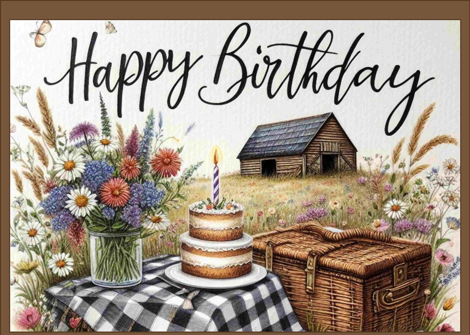 Rustic Birthday Card Printable PDF - Etsy Canada
