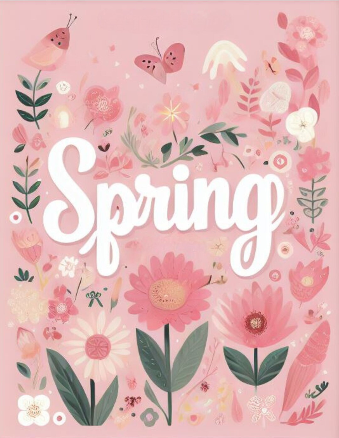Pink Floral Spring Wall Art | Feminine Home Decor Print (digital ...