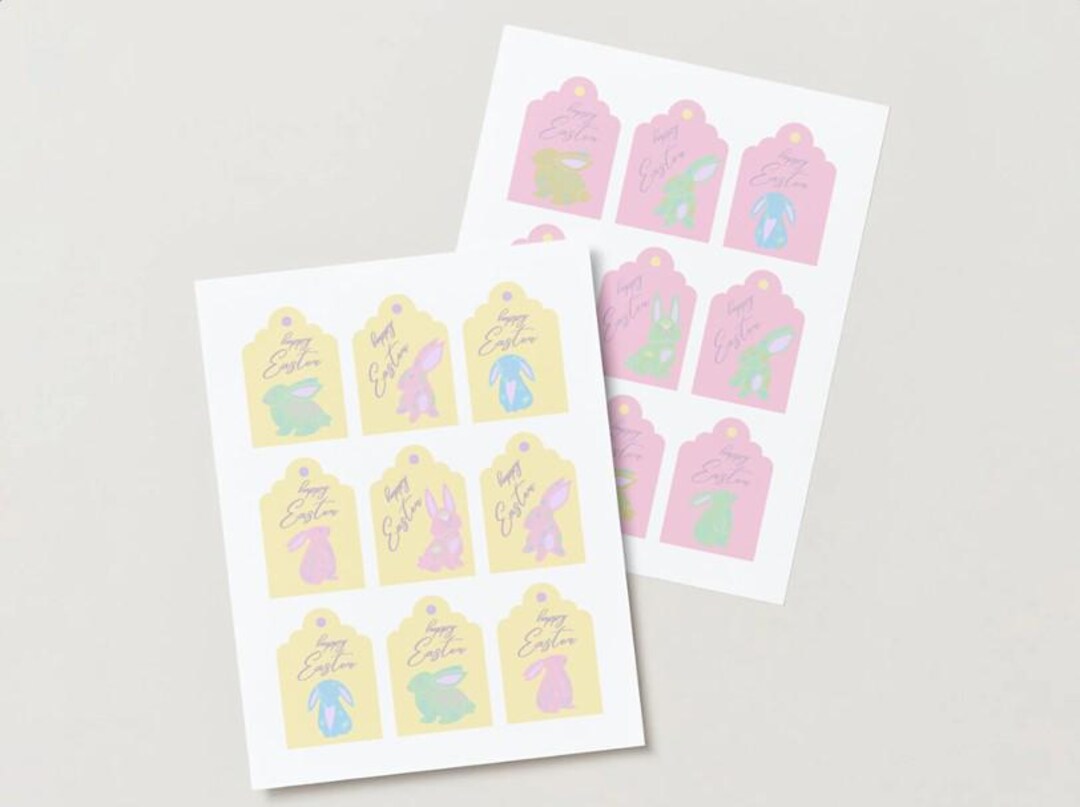Pastel Easter Gift Tags: Printable Bunny Basket Tags (PDF) - Etsy