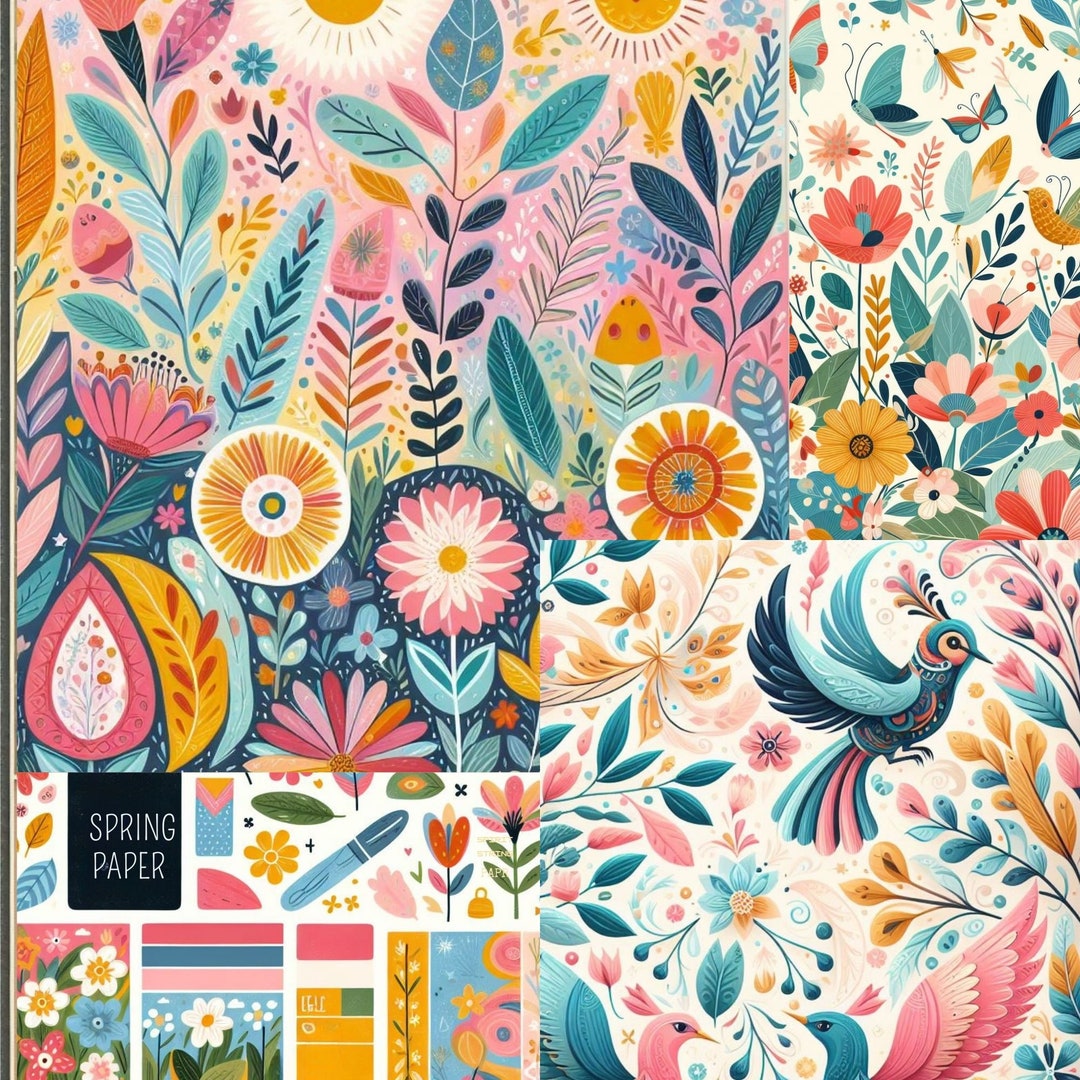 Spring Printable Paper for Scrapbooking or Printable Wall Art Pdfs - Etsy