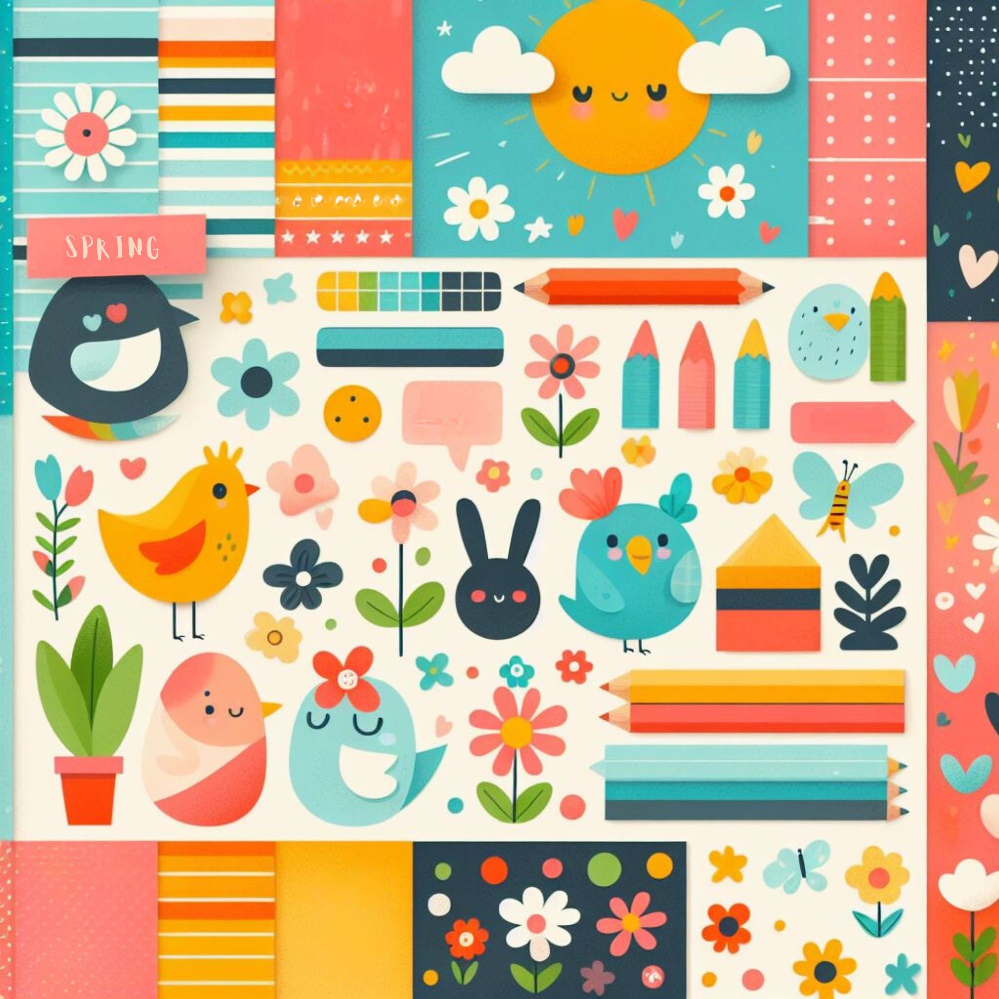 Printable Spring Paper for Wall Art or Scrapbooking - Etsy