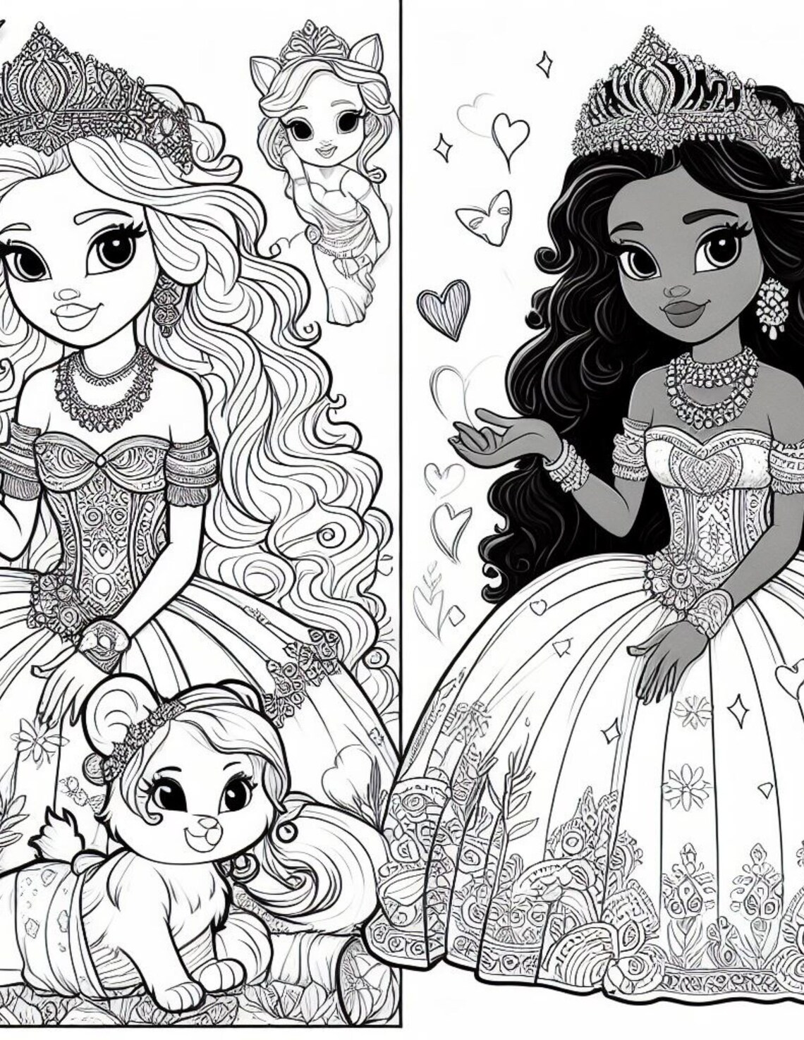 Princess & Unicorn Coloring Book: A Fairy Tale Coloring Journey - Etsy