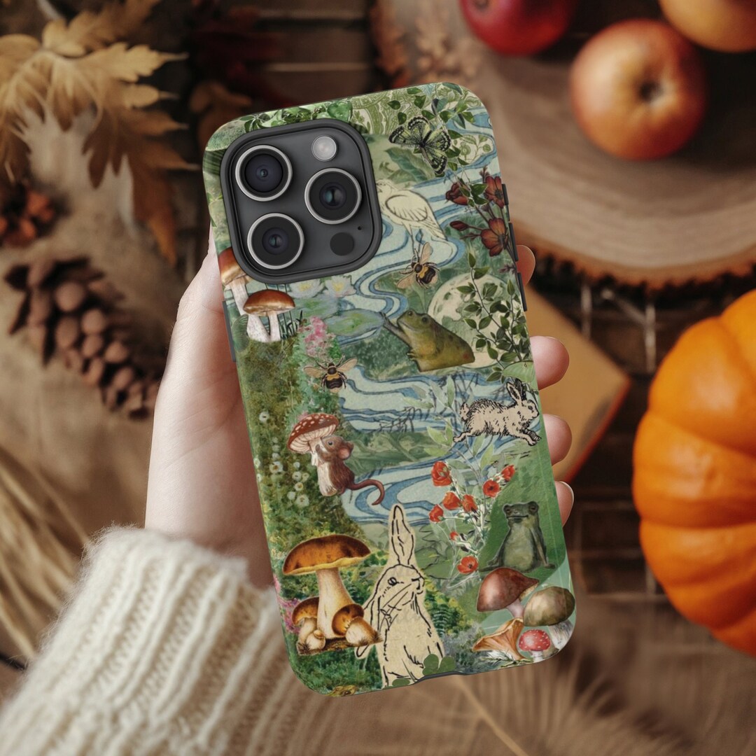 Cottagecore Frog Case, Mushroom iPhone Case, Collage Phone Case, iPhone ...
