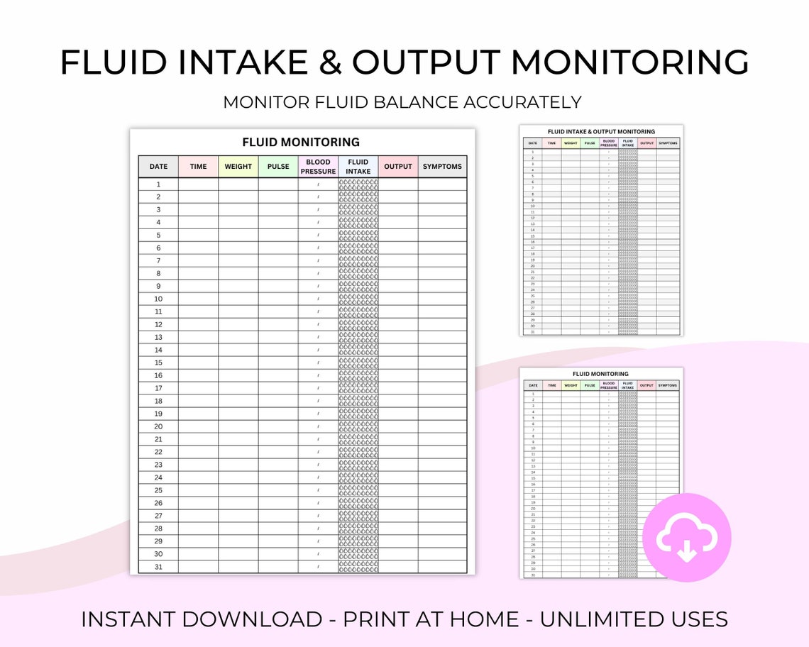 Fluid Intake and Output Monitoring Sheet - Etsy