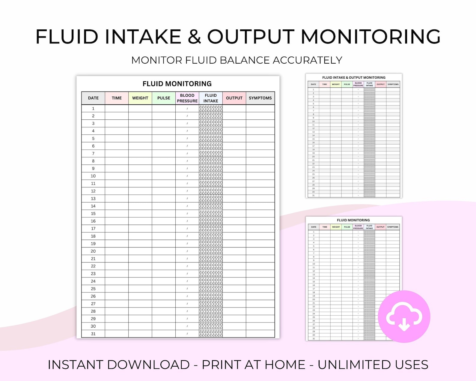 Fluid Intake and Output Monitoring Sheet - Etsy