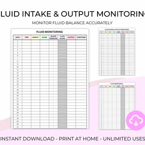 Fluid Intake and Output Monitoring Sheet - Etsy