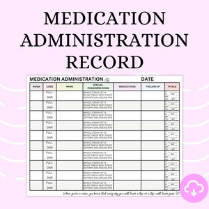 Medication Administration Record - Etsy