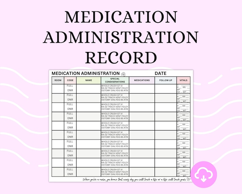Medication Administration Record - Etsy