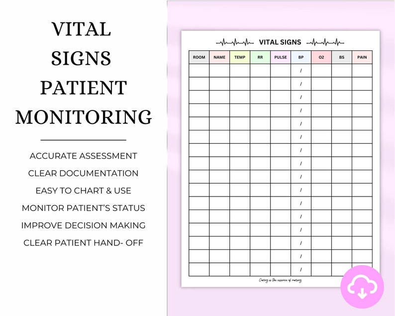 Vital Signs Monitoring Sheet - Etsy