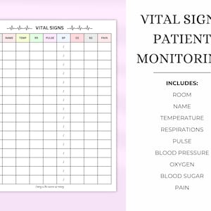 Vital Signs Monitoring Sheet - Etsy