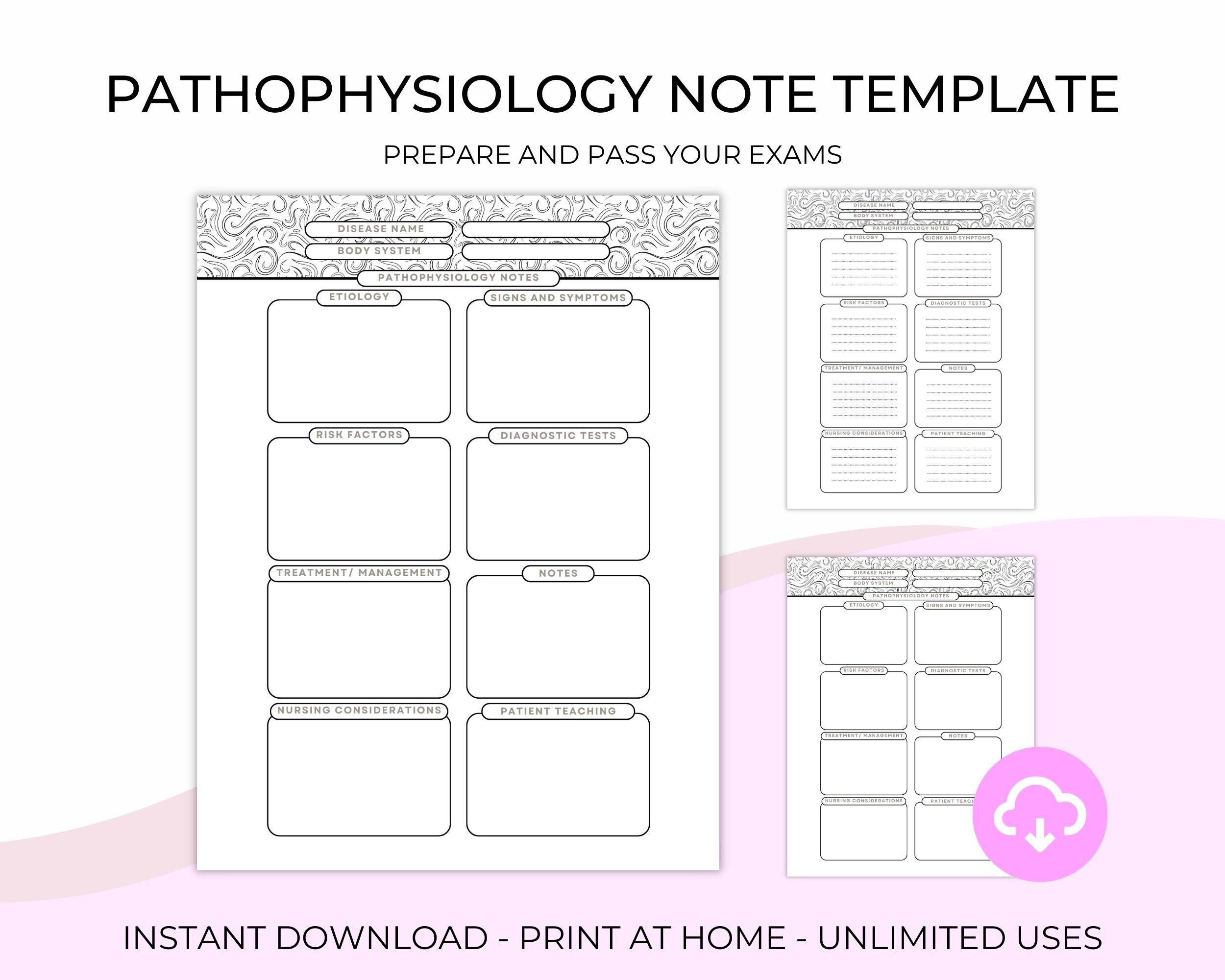 Nursing Pathophysiology Editable PDF Note-taking Template ...