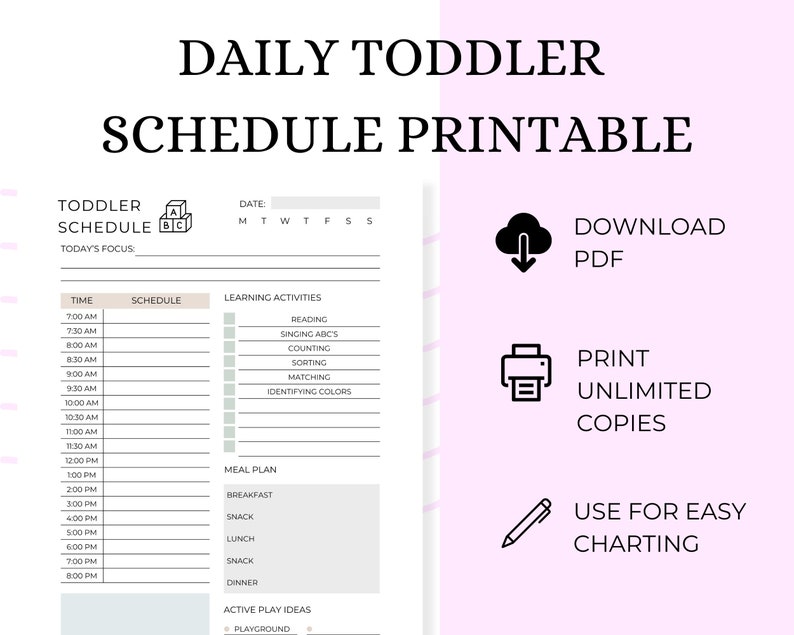 Daily Toddler Schedule Printable - Etsy