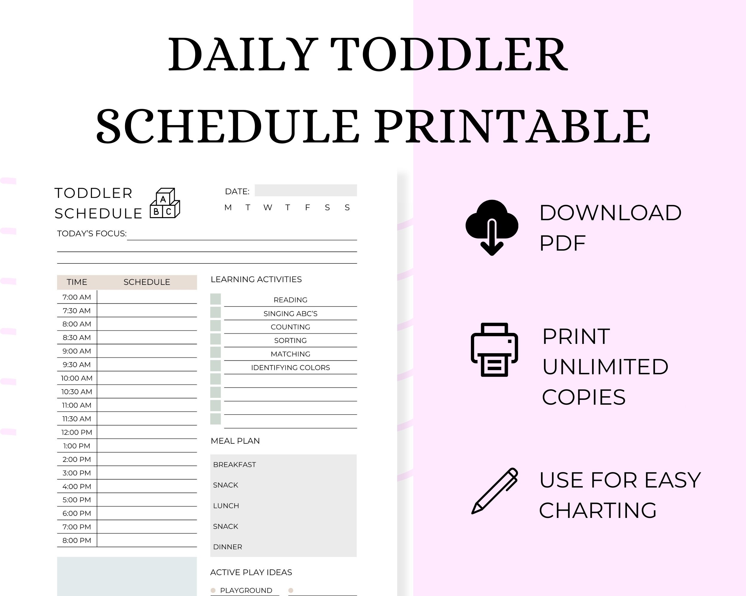 Daily Toddler Schedule Printable - Etsy