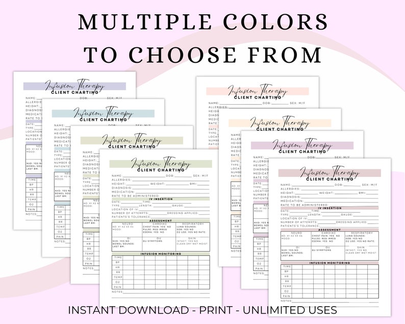 Infusion Therapy Charting, IV Hydration Assessment, IV Vitamin Therapy ...