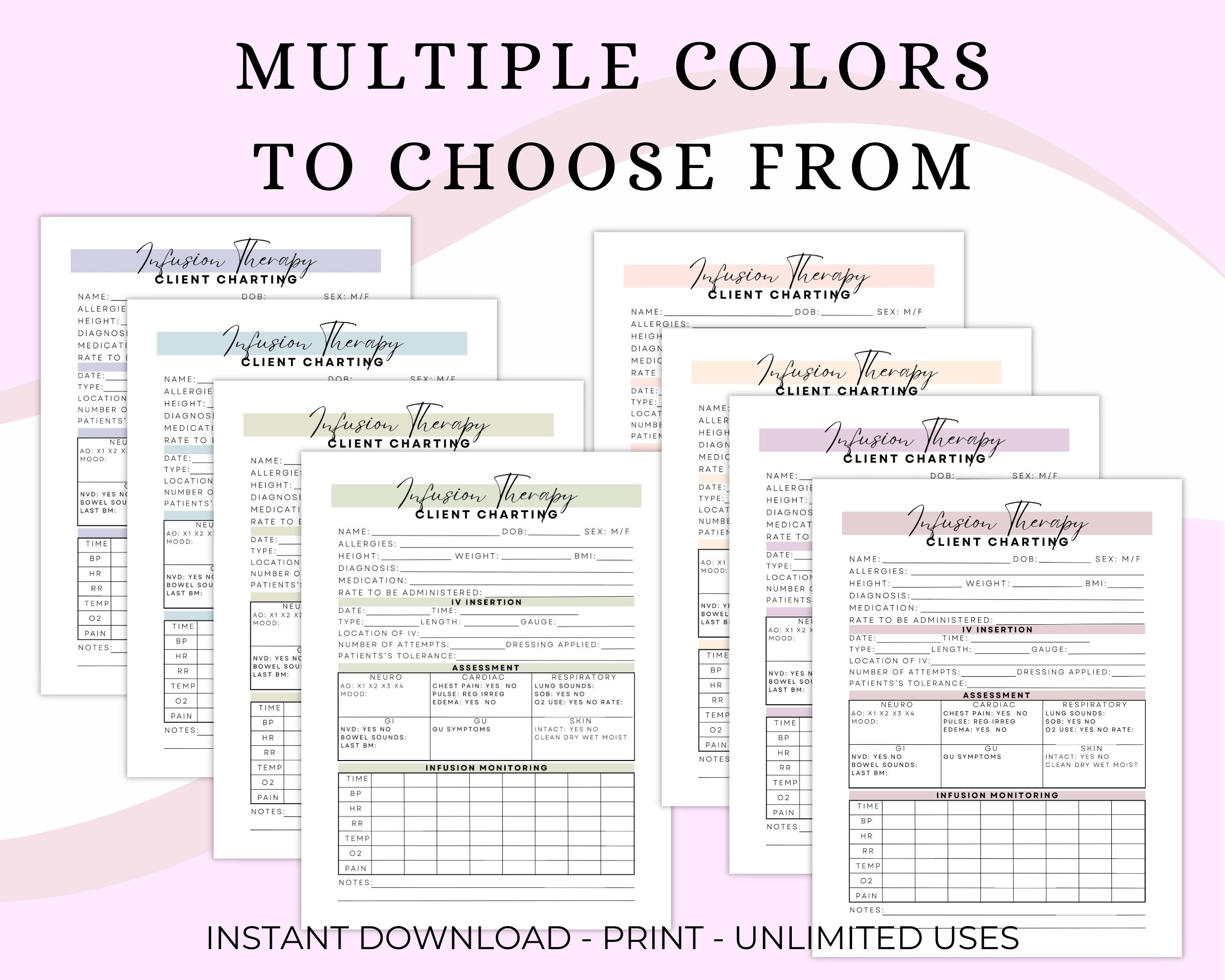 Infusion Therapy Charting, IV Hydration Assessment, IV Vitamin Therapy ...