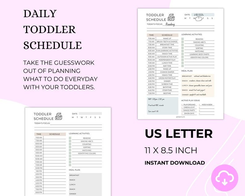 Daily Toddler Schedule Printable - Etsy