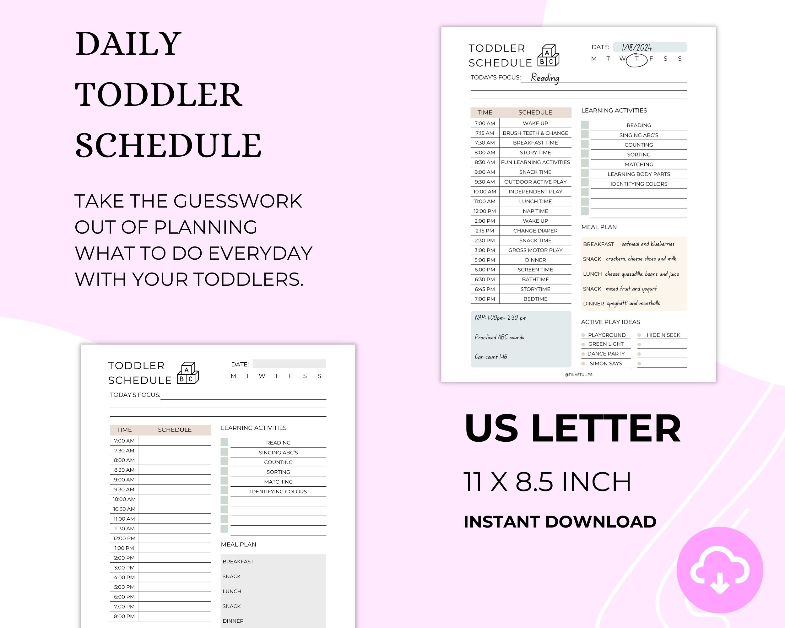 Daily Toddler Schedule Printable - Etsy