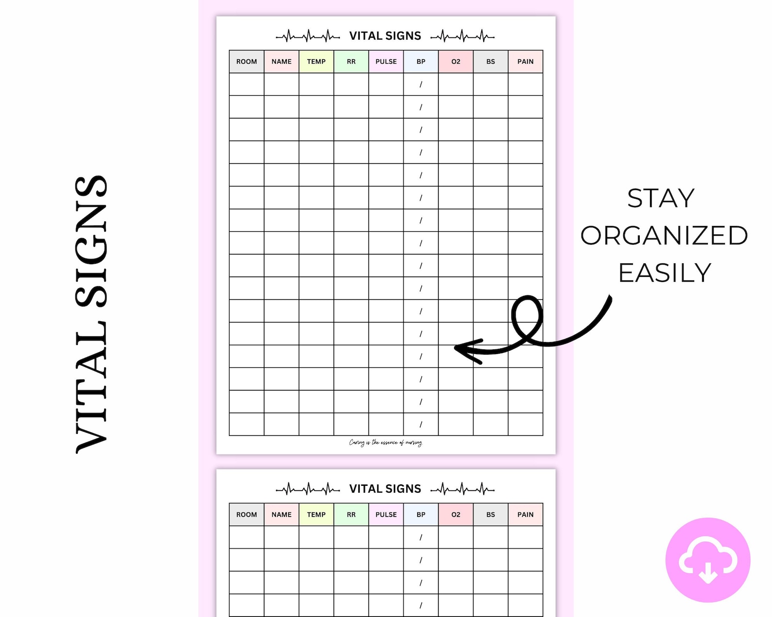 Vital Signs Monitoring Sheet - Etsy