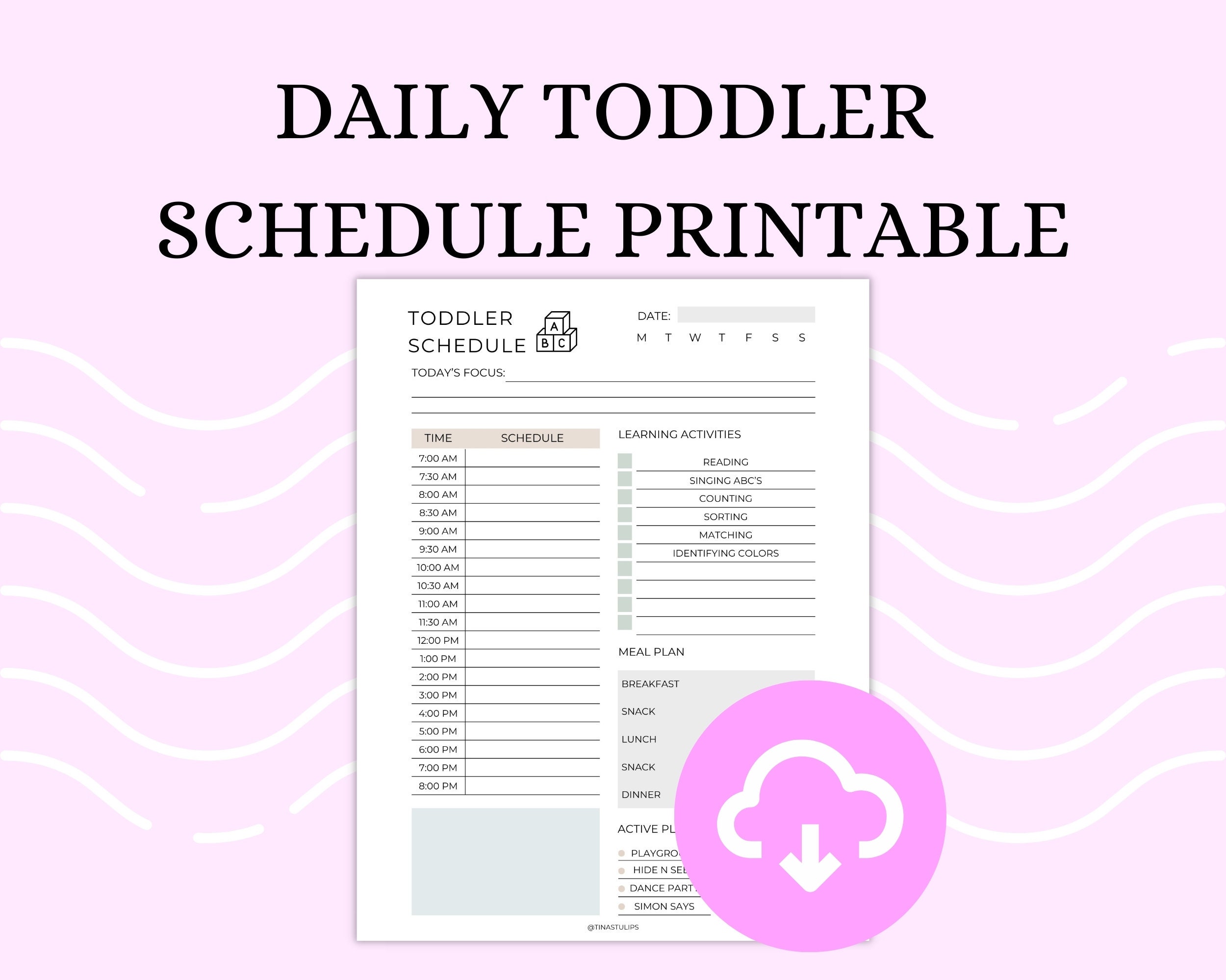 Daily Toddler Schedule Printable - Etsy