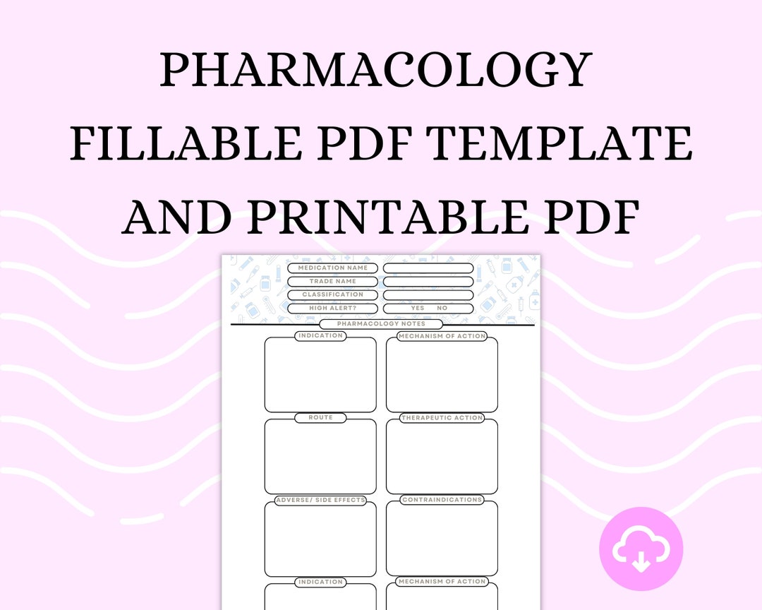 Nursing Pharmacology Editable PDF, Pharmacology Fillable PDF Notes ...