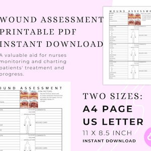 Wound Assessment Printable PDF, Wound Care Documentation, Wound Nurse ...