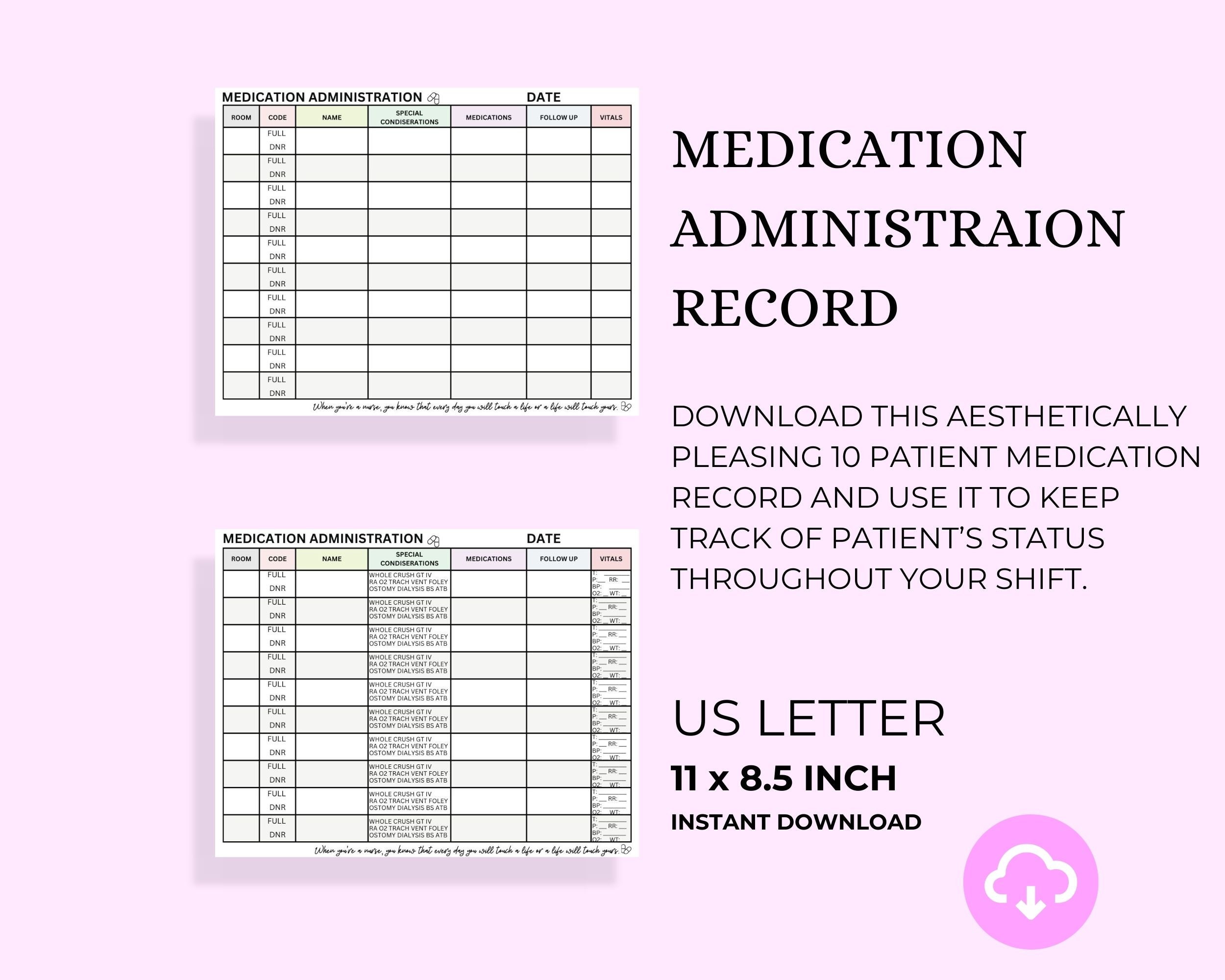 Medication Administration Record - Etsy