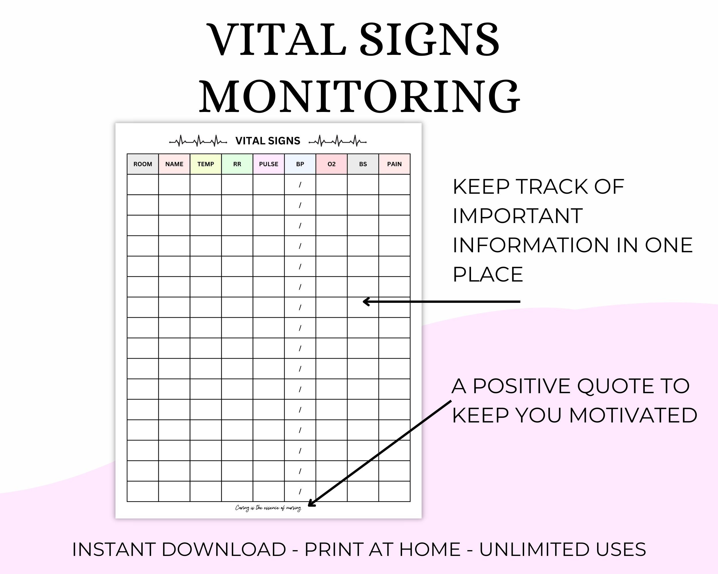 Vital Signs Monitoring Sheet - Etsy