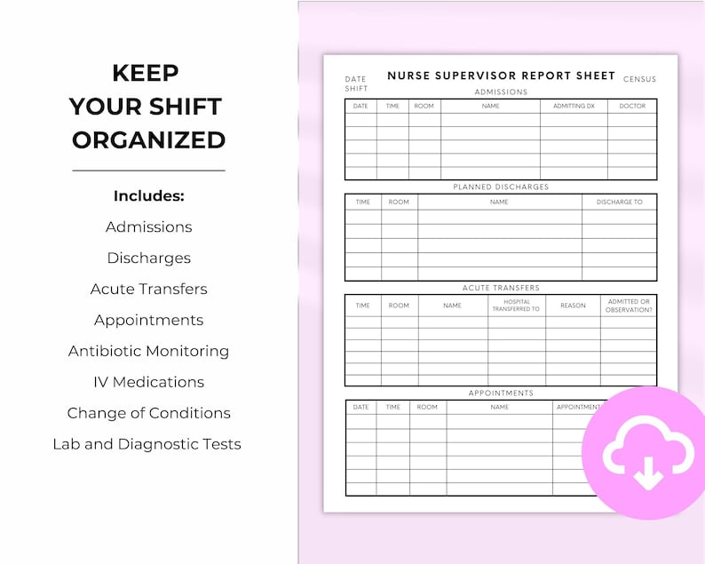 Long Term Care Report Sheet, Skilled Nursing Facility Report Sheet, LTC ...