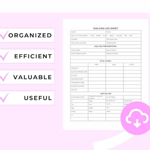 Dialysis Charting Printable PDF, Home Dialysis Documentation ...