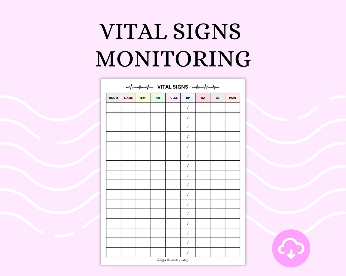 Vital Signs Monitoring Sheet - Etsy