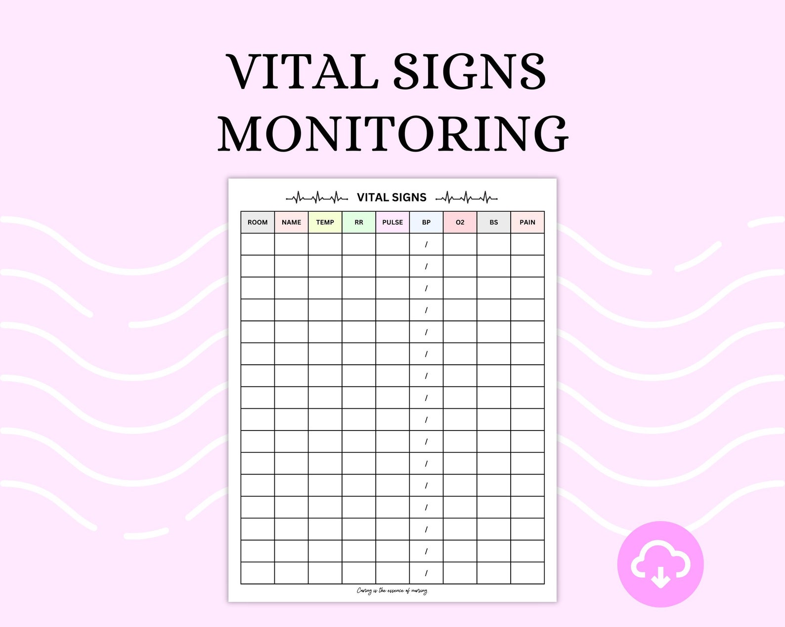 Vital Signs Monitoring Sheet - Etsy