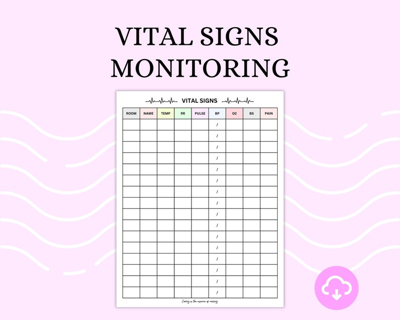 Vital Signs Monitoring Sheet - Etsy