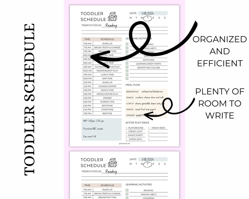 Daily Toddler Schedule Printable - Etsy