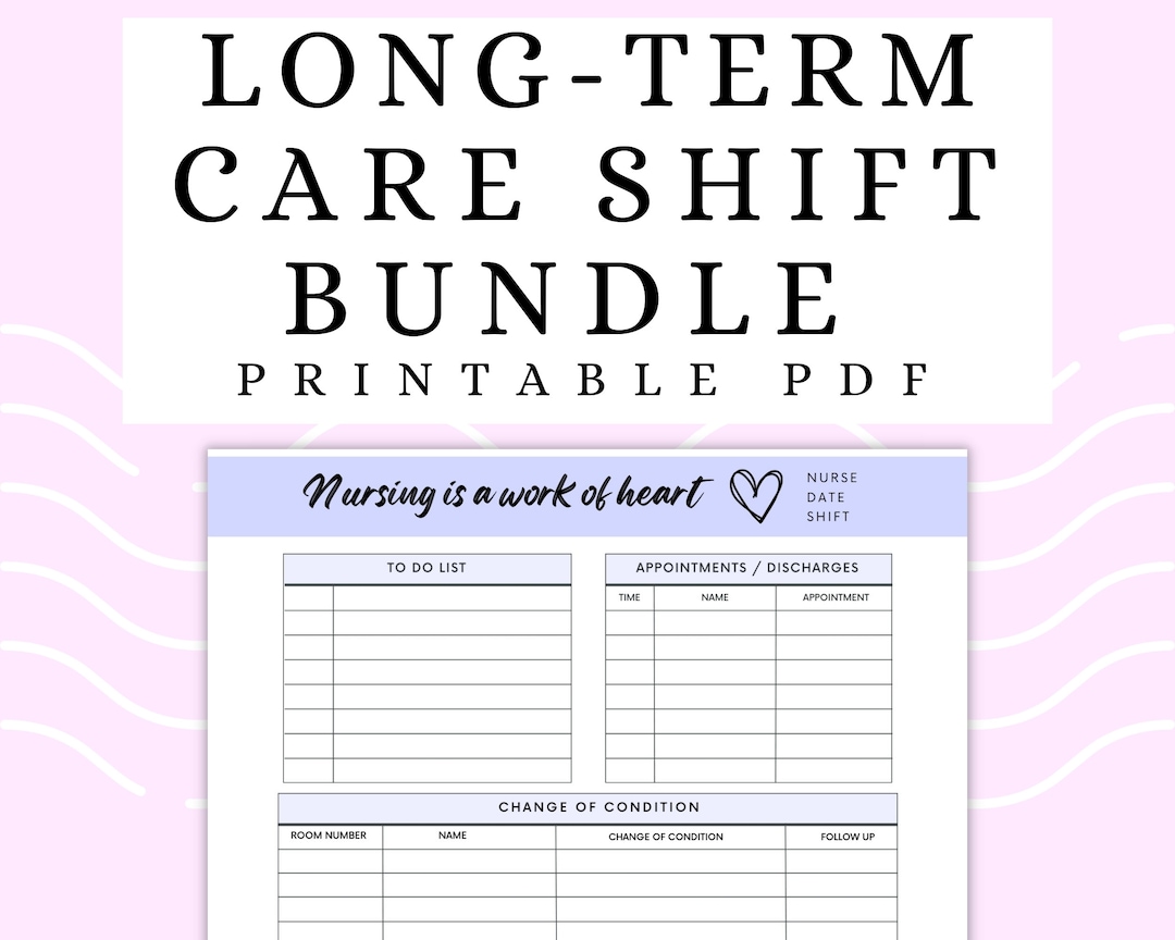 Long-term Care Shift Bundle, Skilled Nursing Home Organizer, LVN LPN ...
